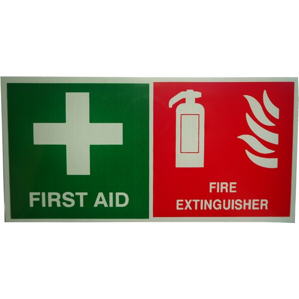 First Aid & Fire Extinguisher Labels, Adhesive On Front, 150x75mm